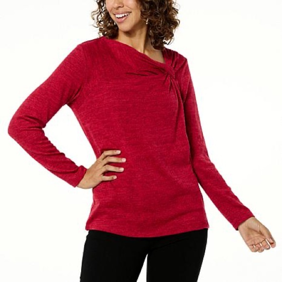 Tops | Dg2 By Diane Gilman Brushed Sweater Knit Shoulder Twist Top ...